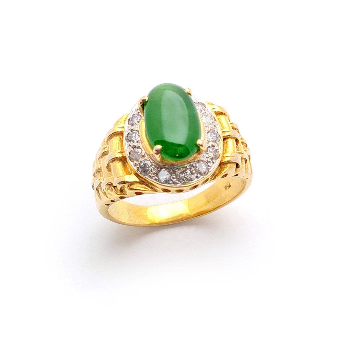 3ct Imperial Green Burmese Grade A Jadeite Jade Ring Natural Jade With ...