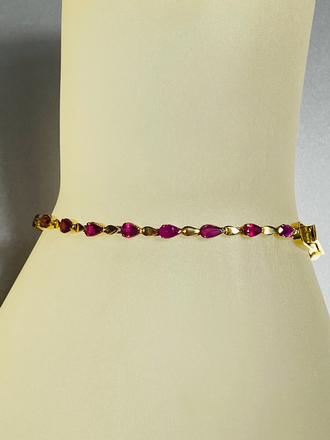 4.21 Ct Natural Burmese Ruby Bracelet in 18K Solid Yellow Gold, July ...