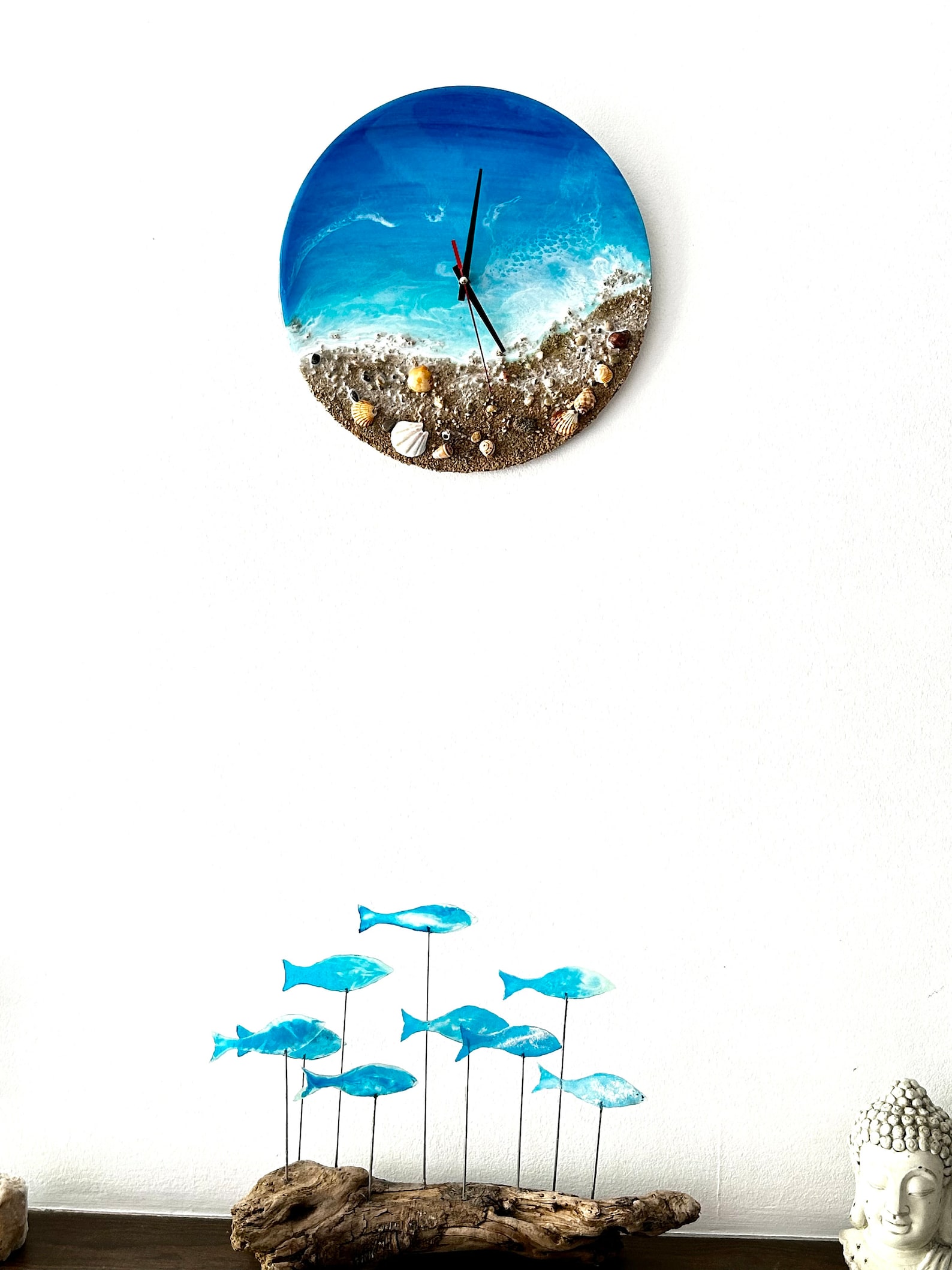 Clock Sea Resin Epoxy, Resin Epoxy Art, Resin Ocean Art, Modern Clock ...