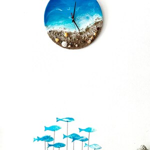 Clock Sea Resin Epoxy, Resin Epoxy Art, Resin Ocean Art, Modern Clock ...