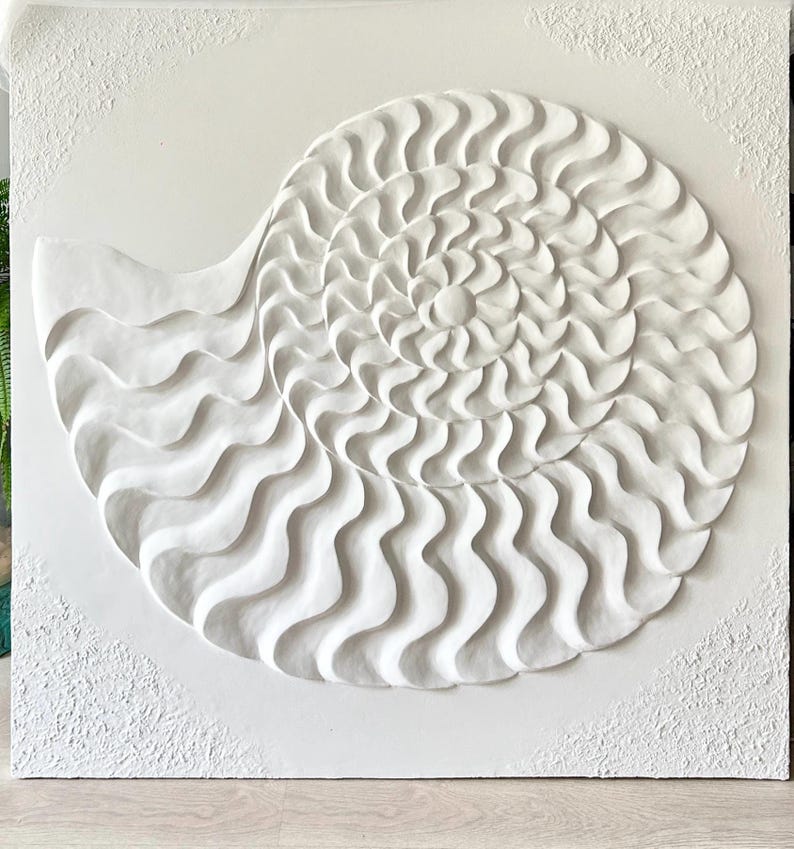 Ammonite Shell Bas Relief, Sculpture Ocean Wall Art, 3D Mural - Etsy
