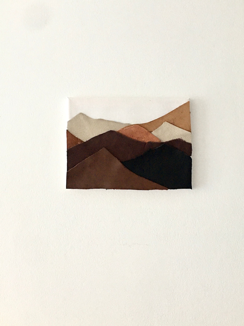 Leather Mountainscape Wall Art: Abstract Boho Home Decor (7x9.4 In) - Etsy