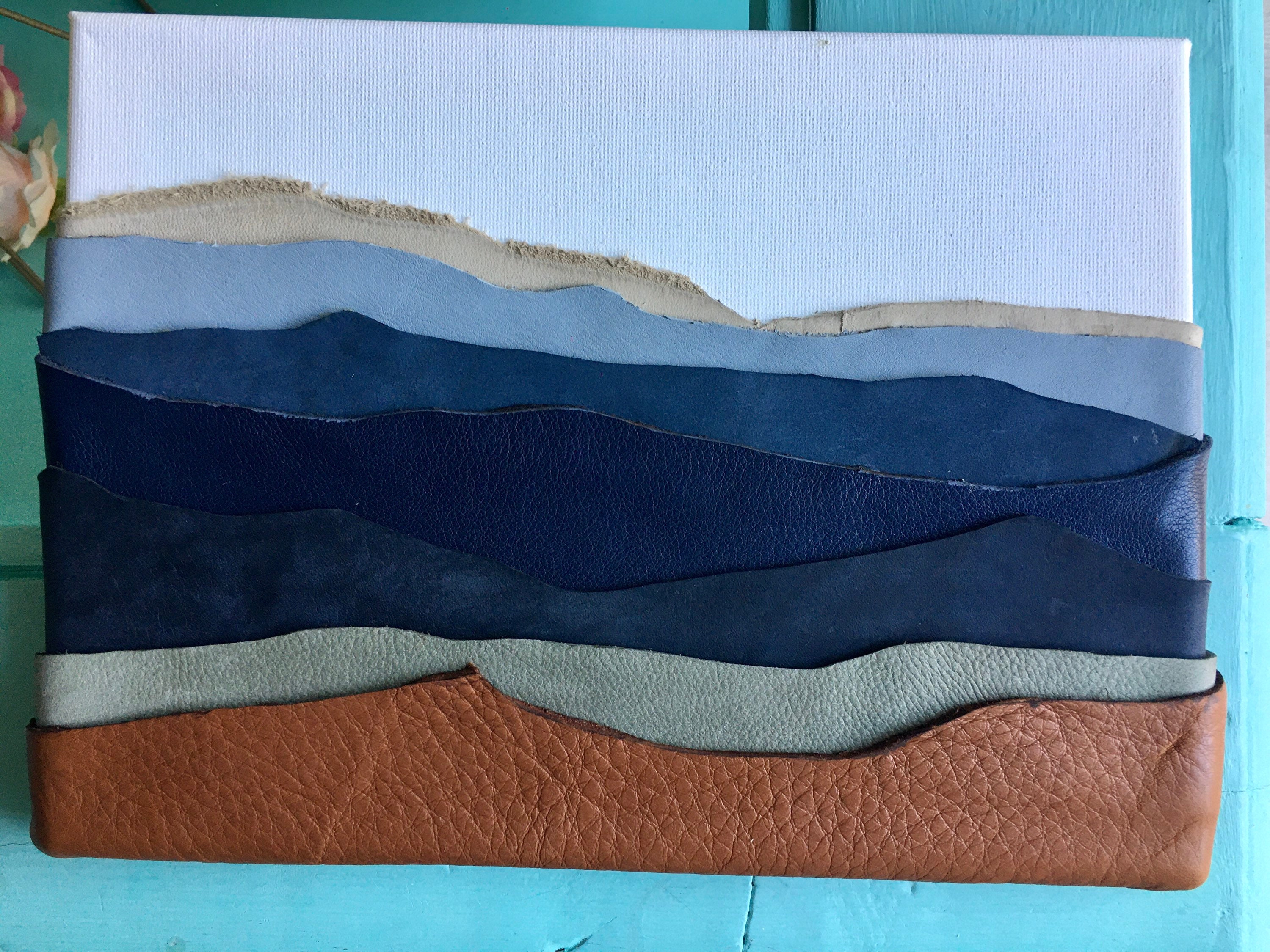 Leather Abstract Landscape Wall Art Mini Leather Abstract Mountain Boho ...