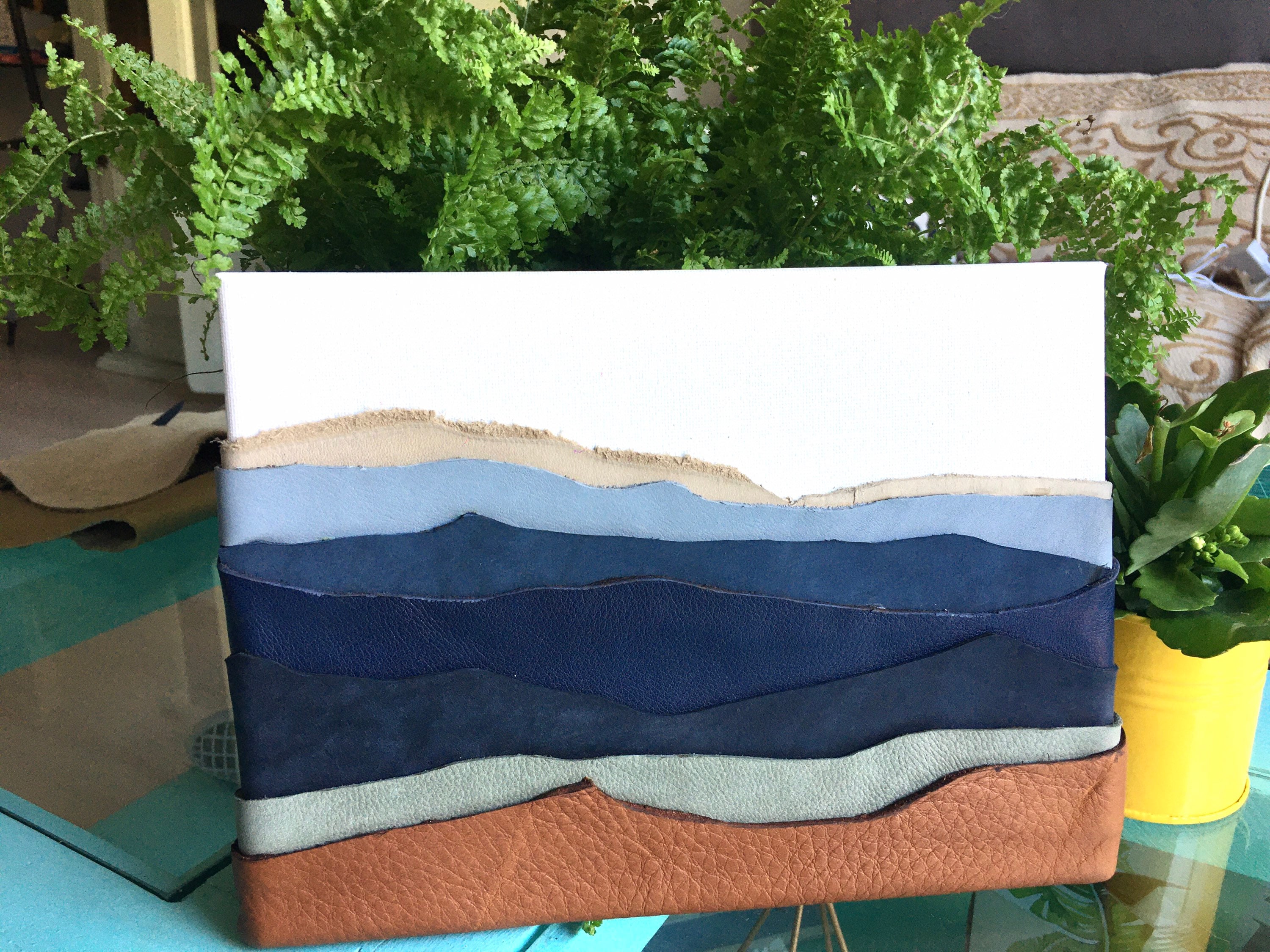 Leather Mountainscape Wall Decor, Abstract Boho Art (7 X 9.4 In) - Etsy