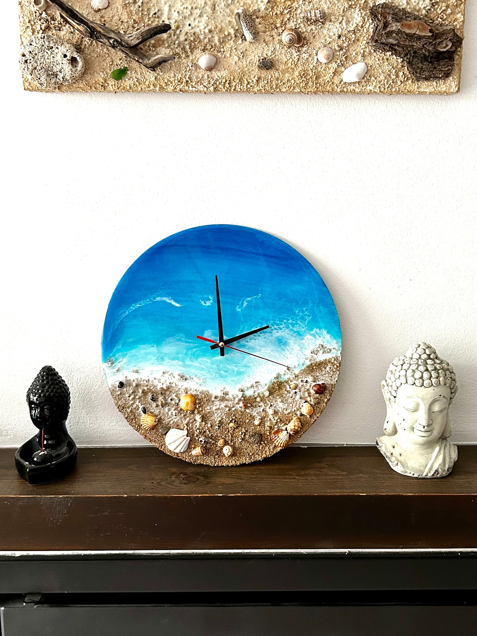 Clock Sea Resin Epoxy, Resin Epoxy Art, Resin Ocean Art, Modern Clock ...