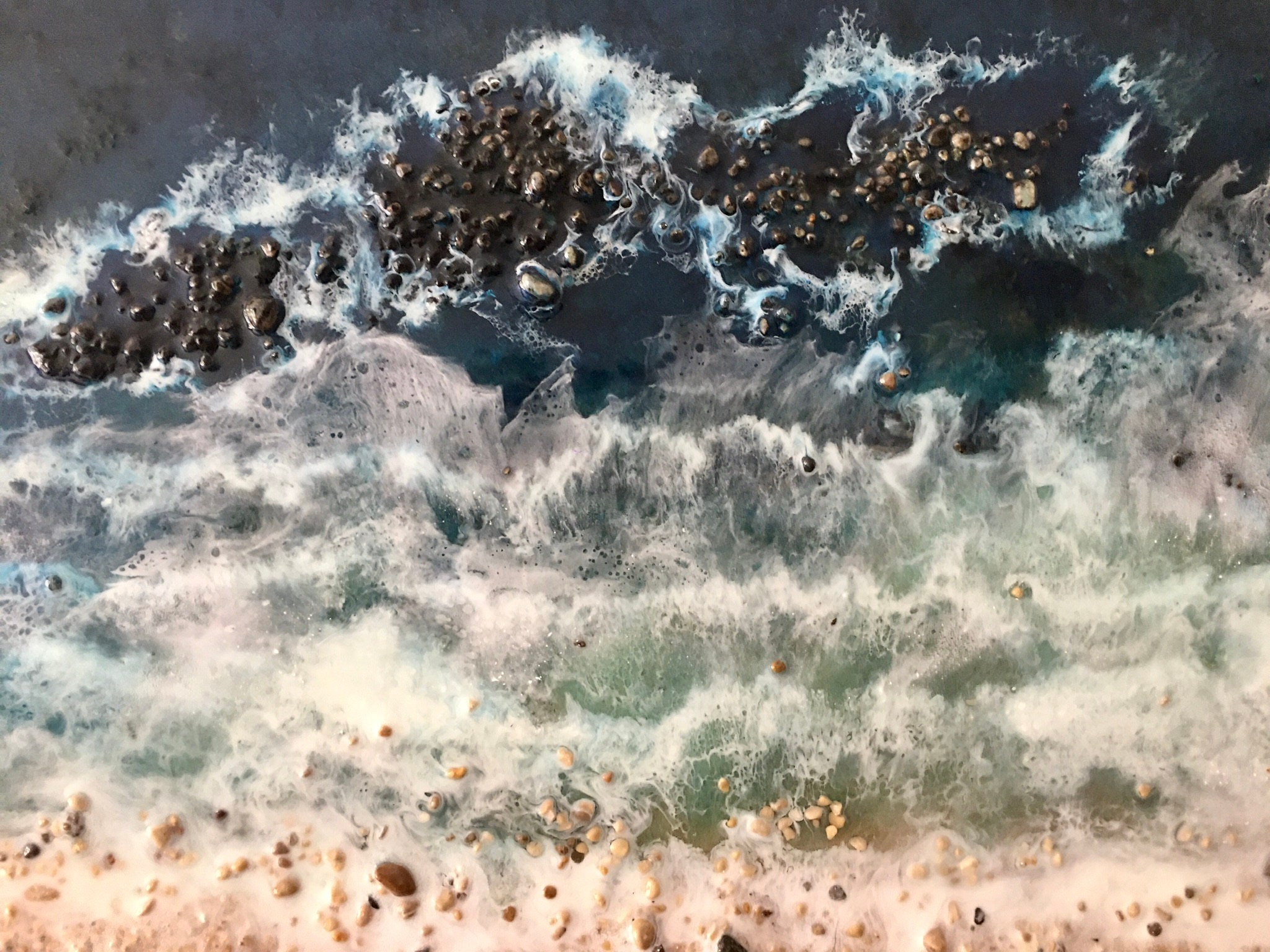 Resin Epoxy Ocean Art, Beach Resin Wall Art, 3D Ocean Wave Painting ...