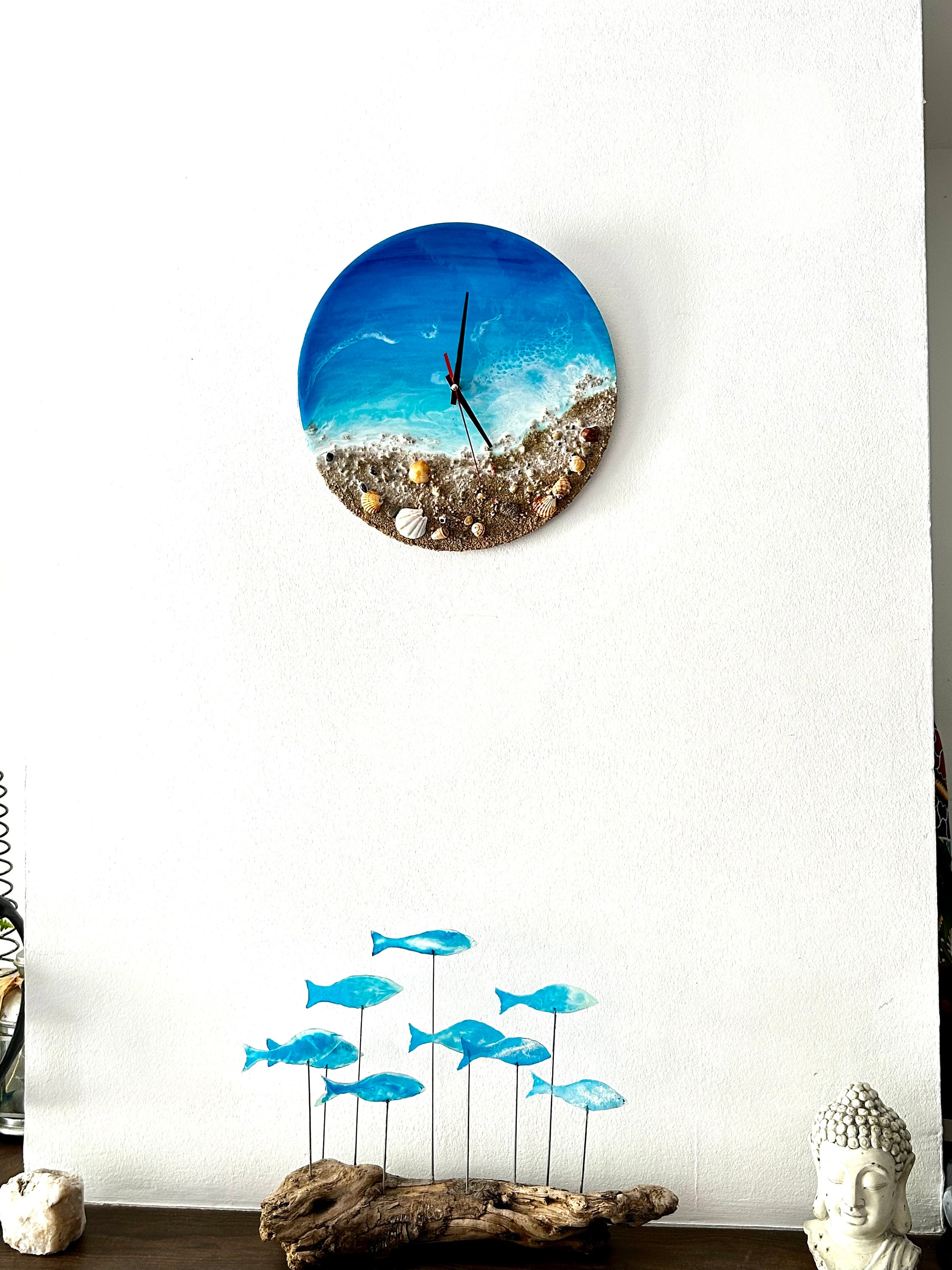 Resin Ocean Clock, Modern Beach Wall Art (D 11.6 In) - Etsy