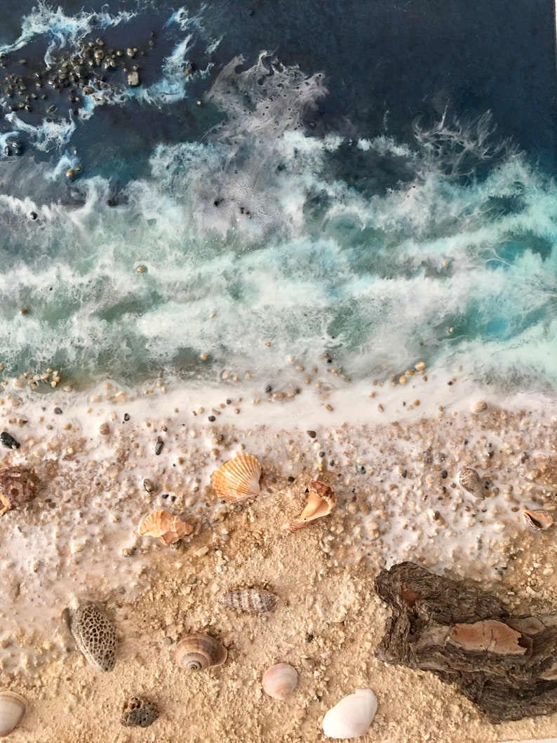Resin Epoxy Ocean Art, Beach Resin Wall Art, 3D Ocean Wave Painting ...