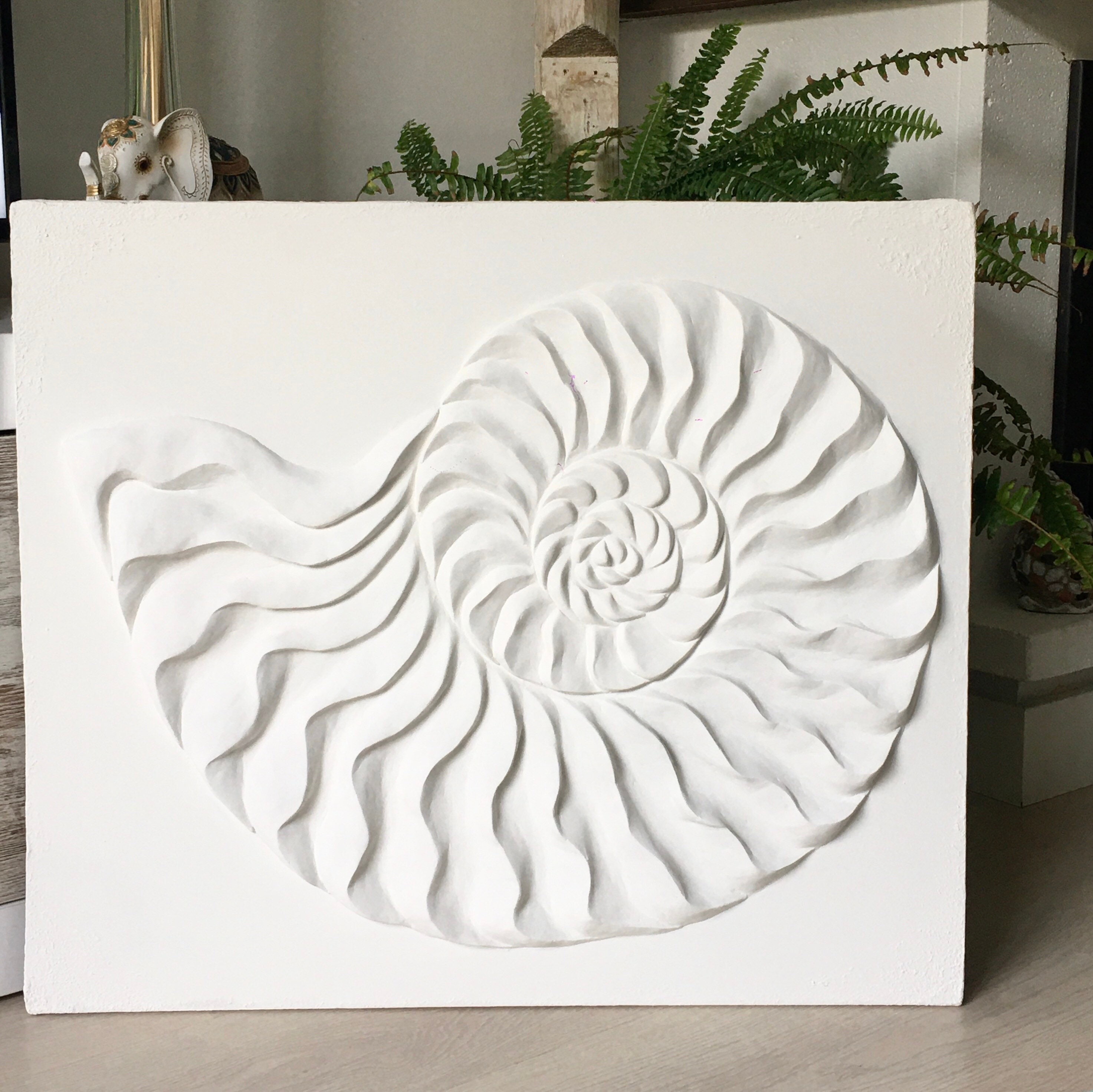 Ammonite,shell,bas Relief, Sculpture Ocean Wall Art,texture White ...