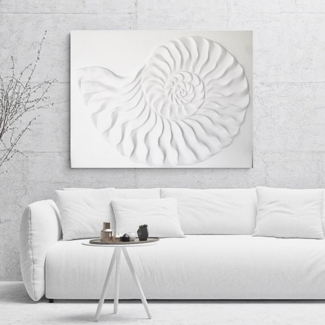 Ammonite Shell Bas Relief, Sculpture Ocean Wall Art, 3D Mural - Etsy