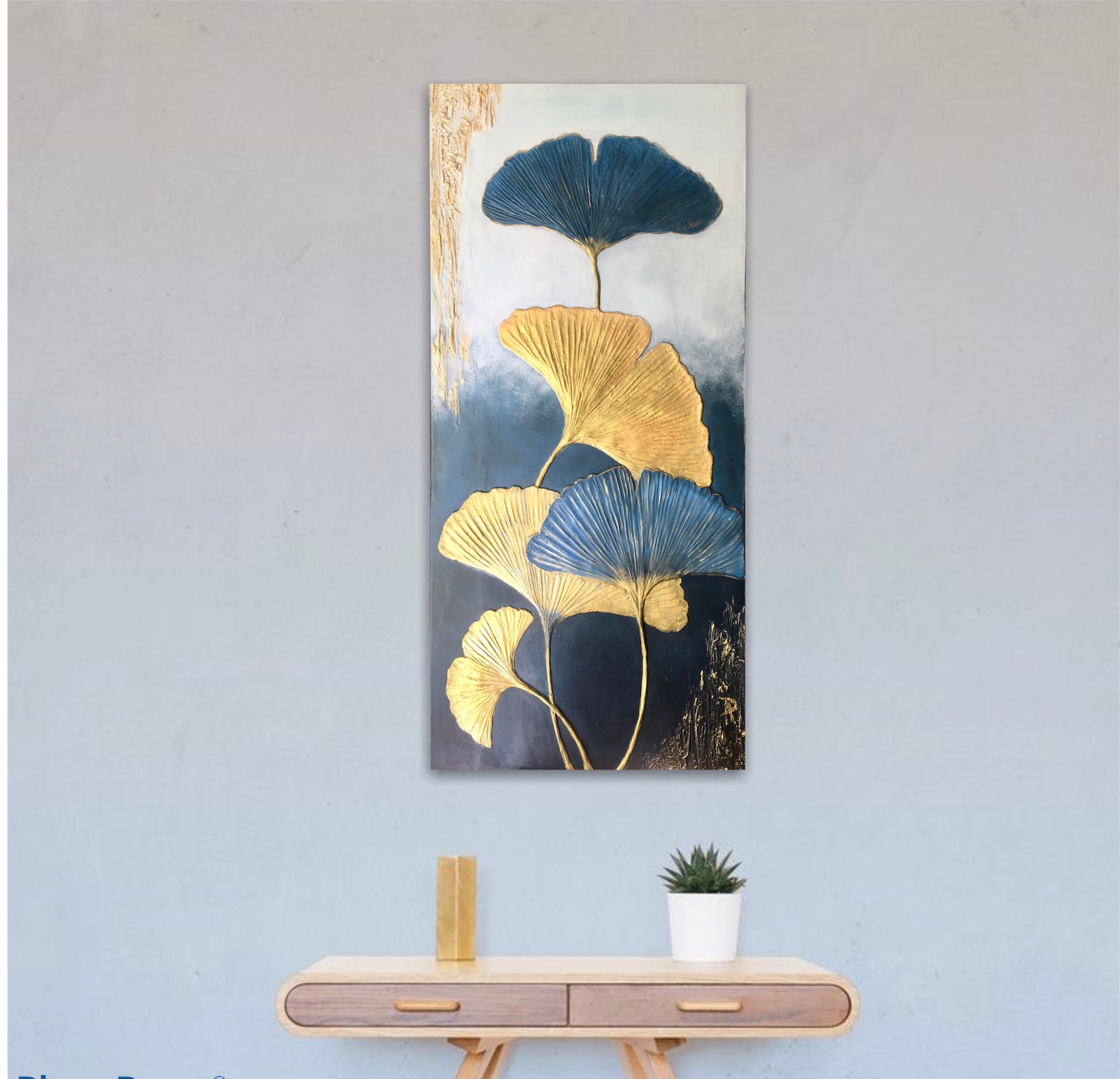 Ginkgo,bas Relief, Sculpture Wall Art Flower,textured Large Acrylic ...