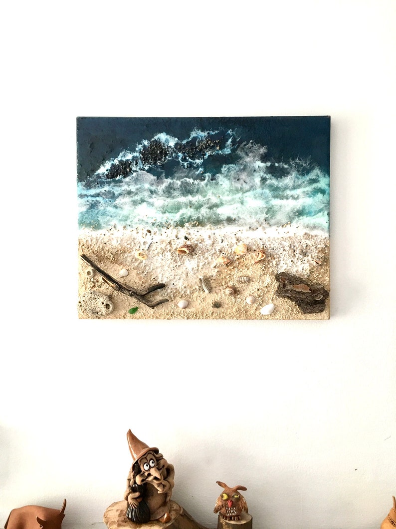 Resin Epoxy Ocean Art, Beach Resin Wall Art, 3D Ocean Wave Painting ...