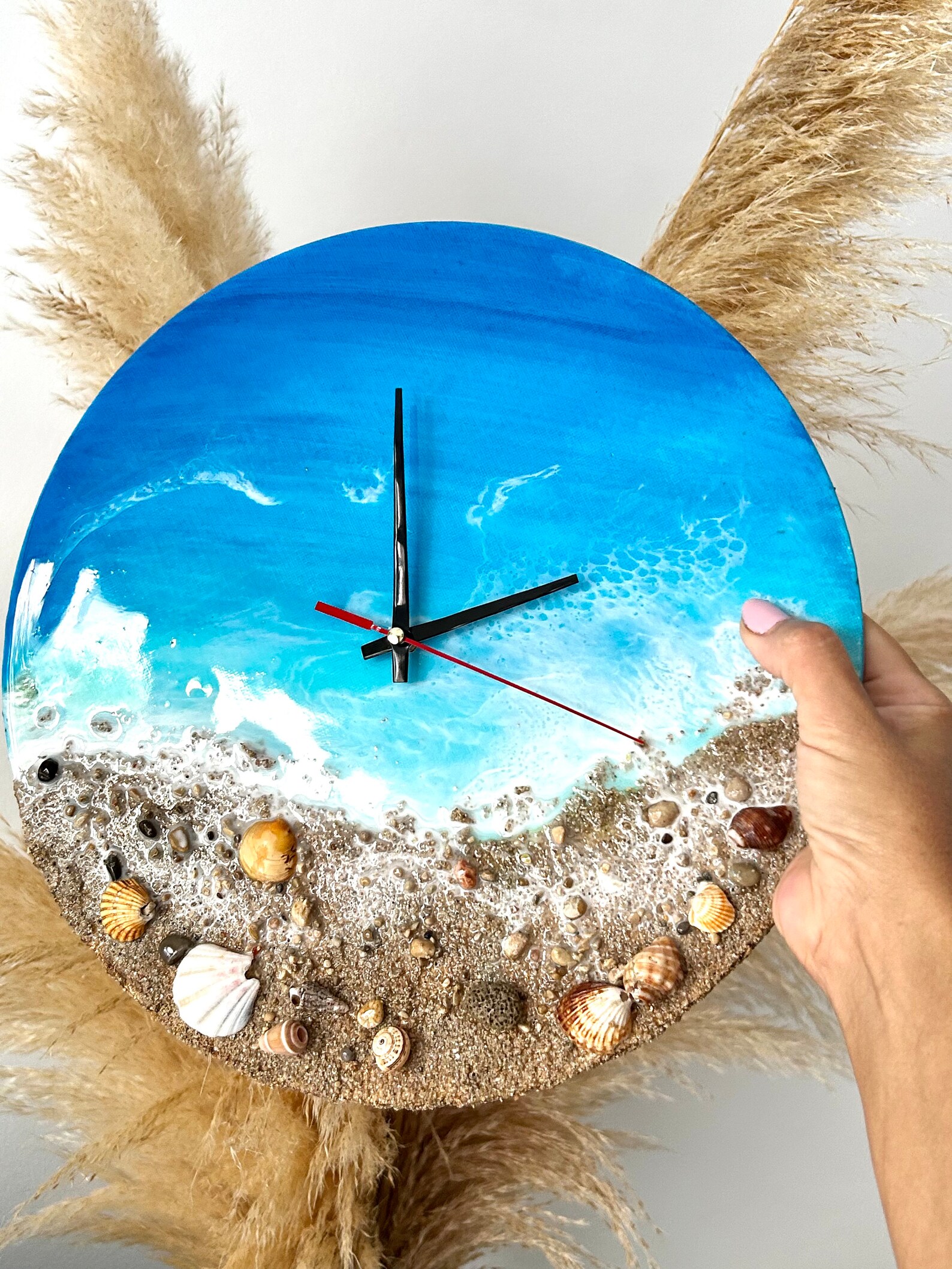 Clock Sea Resin Epoxy, Resin Epoxy Art, Resin Ocean Art, Modern Clock ...