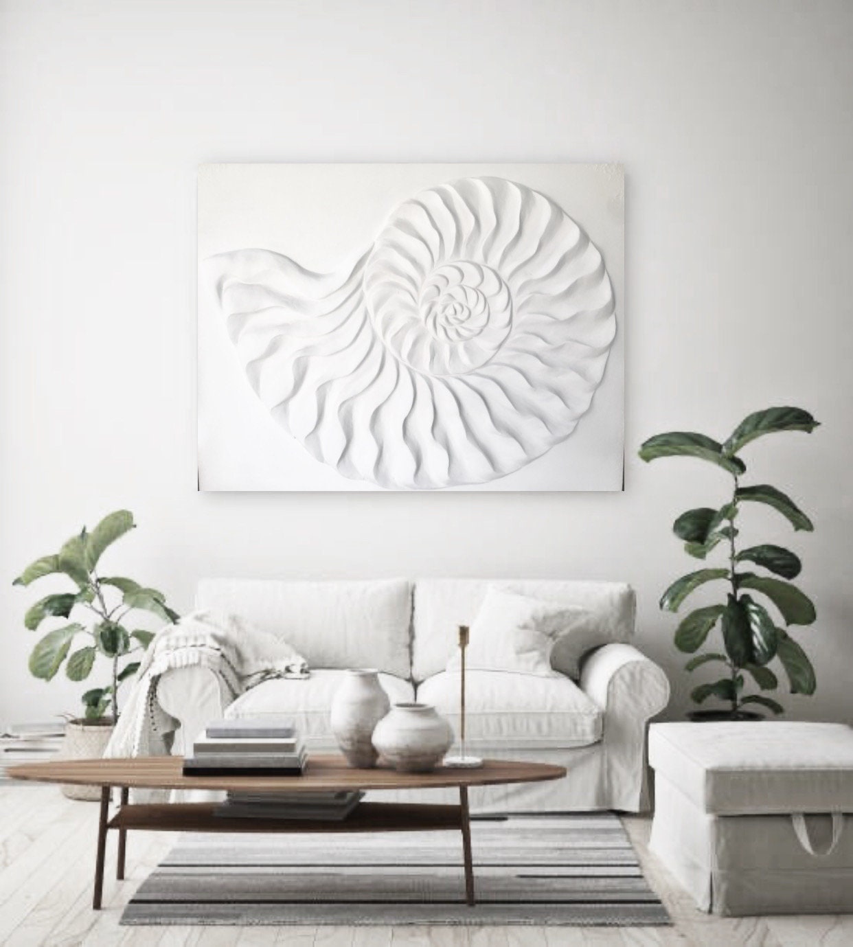 Ammonite Shell Bas Relief, Sculpture Ocean Wall Art, 3D Mural - Etsy