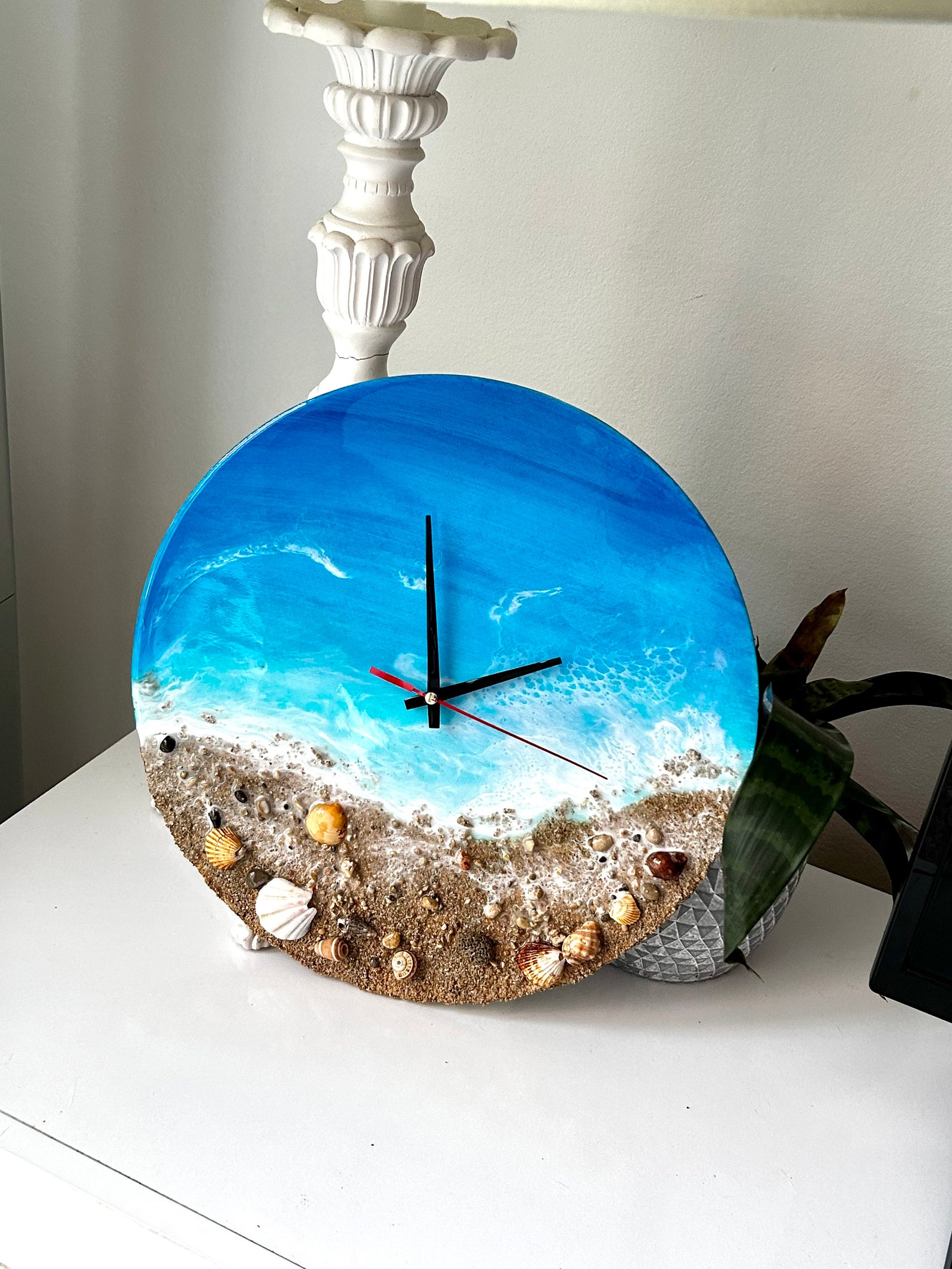 Clock Sea Resin Epoxy, Resin Epoxy Art, Resin Ocean Art, Modern Clock ...