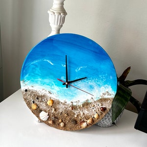 Clock Sea Resin Epoxy, Resin Epoxy Art, Resin Ocean Art, Modern Clock ...