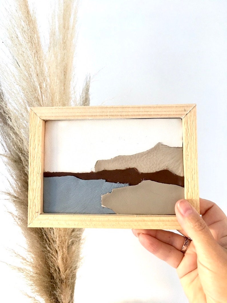 Leather Abstract Landscape Wall Art Mini Leather Mountain Boho Decor ...
