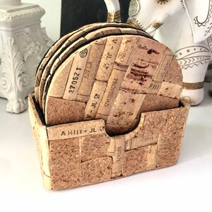 Wine Cork Coasters, Coaster Set of 4 With Holder, Drink Coasters Set ...