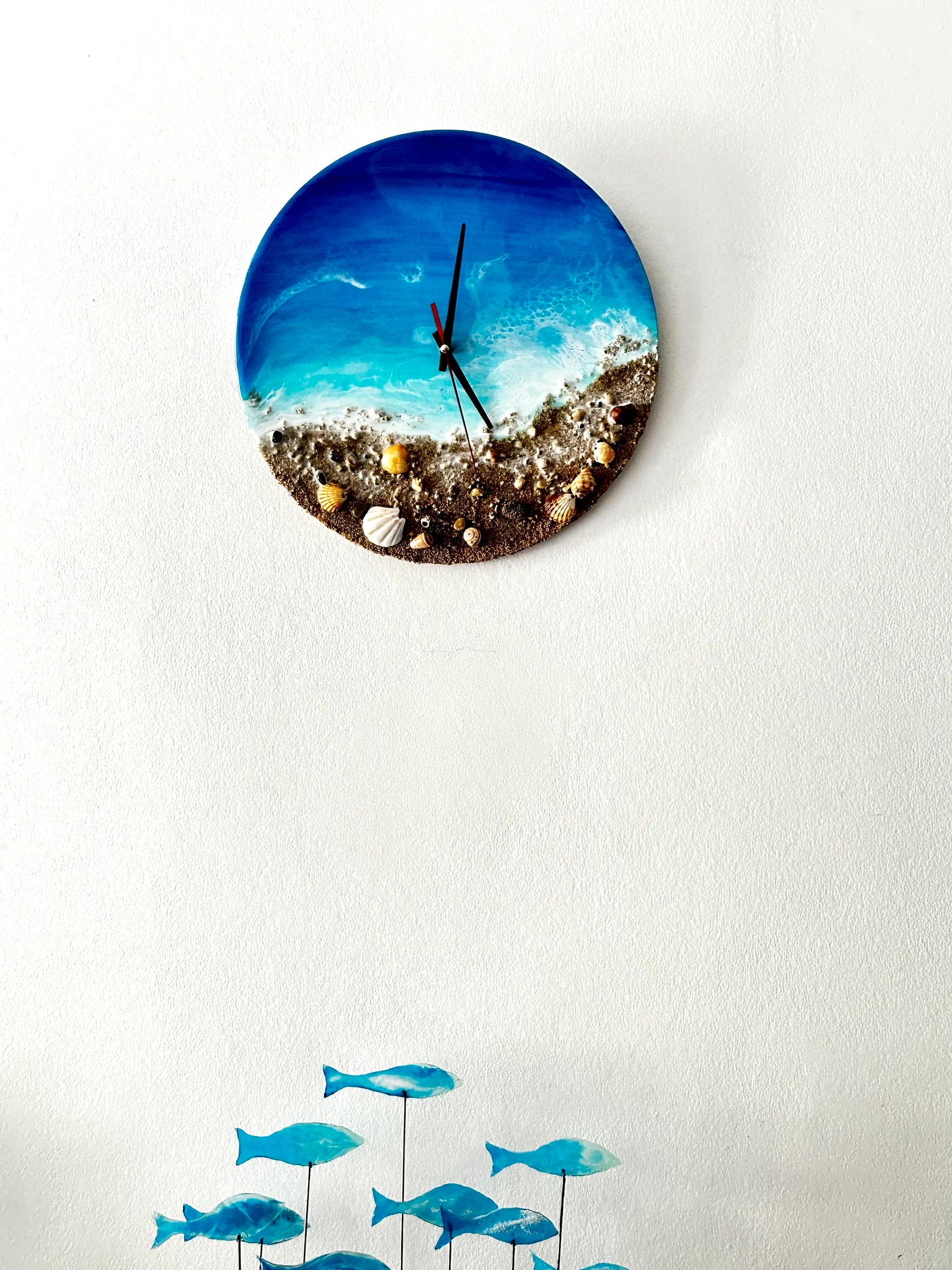 Clock Sea Resin Epoxy, Resin Epoxy Art, Resin Ocean Art, Modern Clock ...