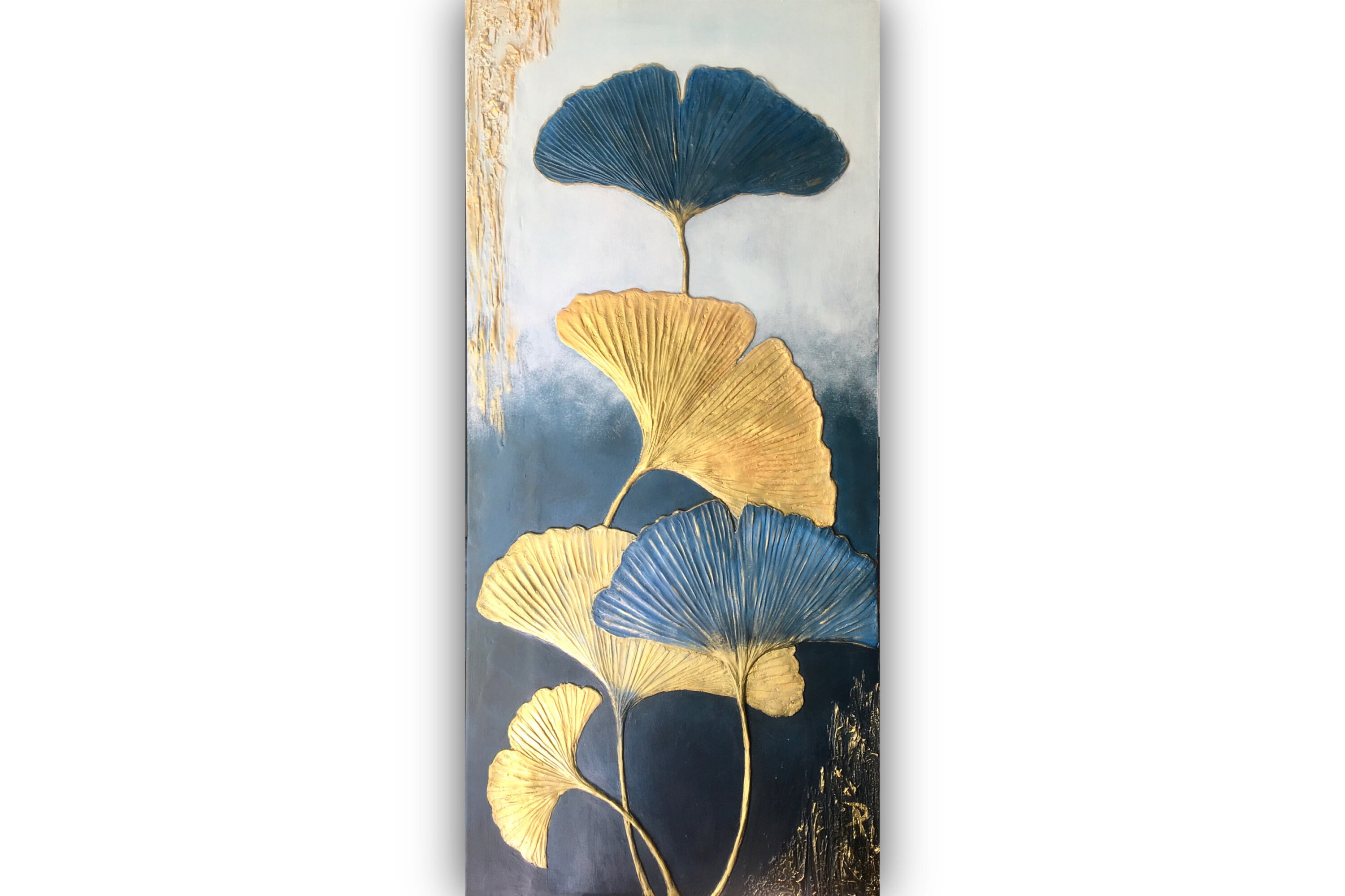 Ginkgo,bas Relief, Sculpture Wall Art Flower,textured Large Acrylic ...