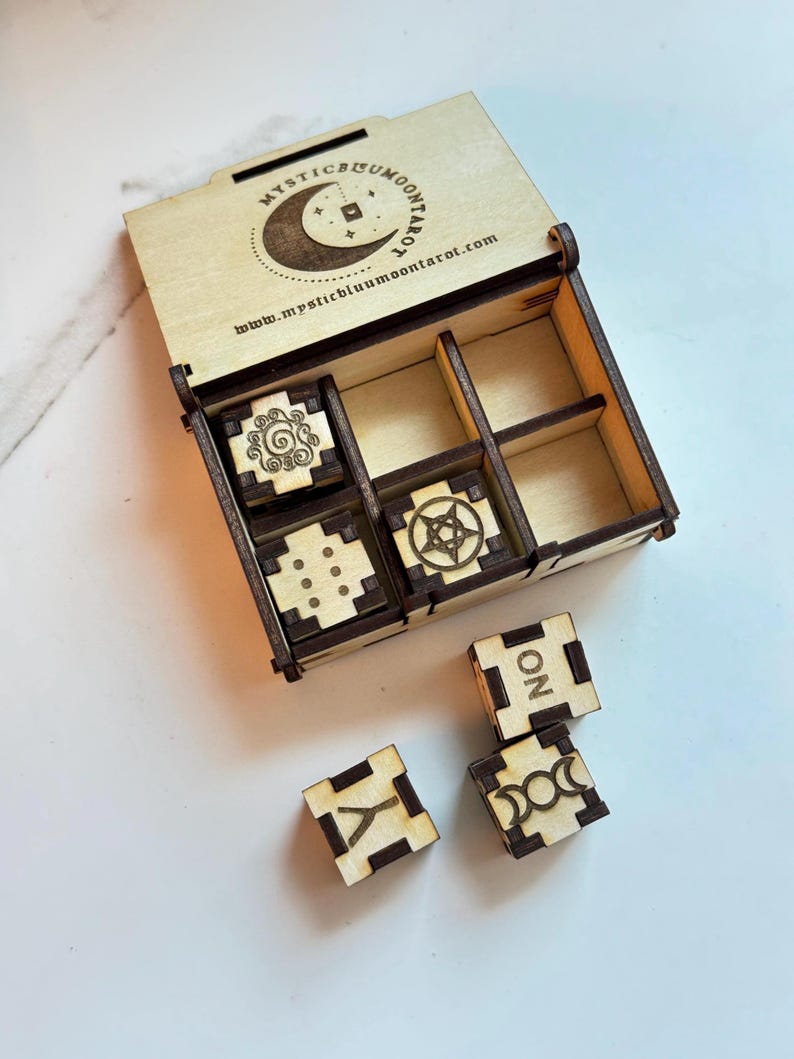 Wooden Witch's Runes Divination Dice Set With Box - Etsy