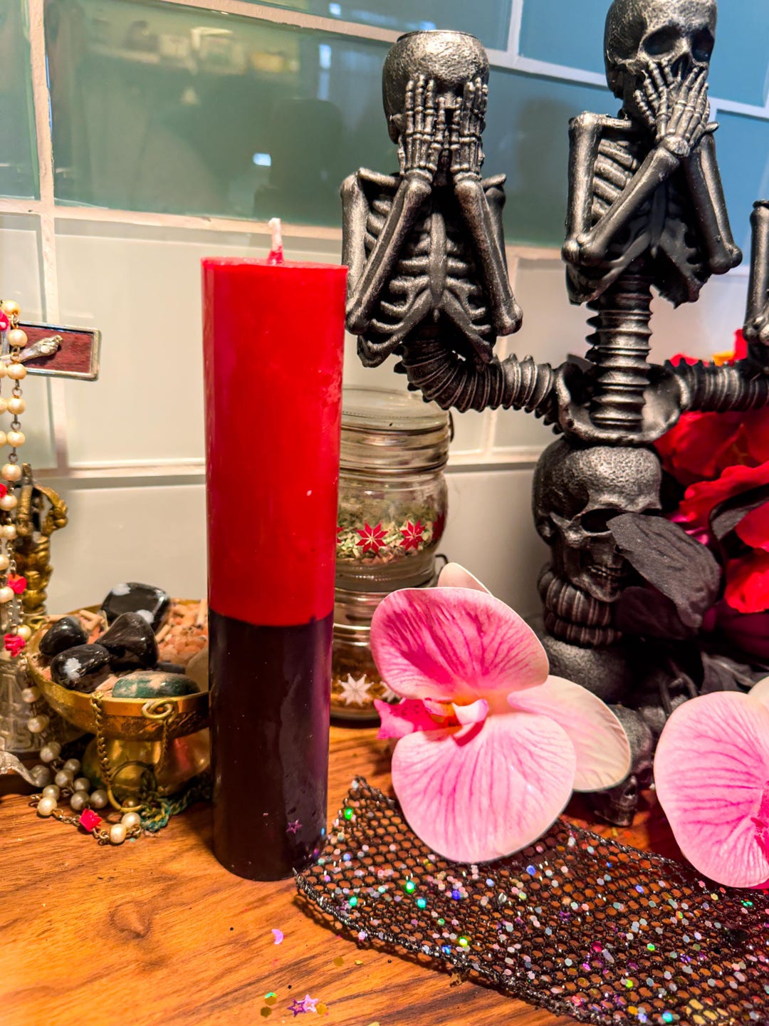 Jumbo Red and Black Ritual Candle, Pillar Reversing Return to Sender ...
