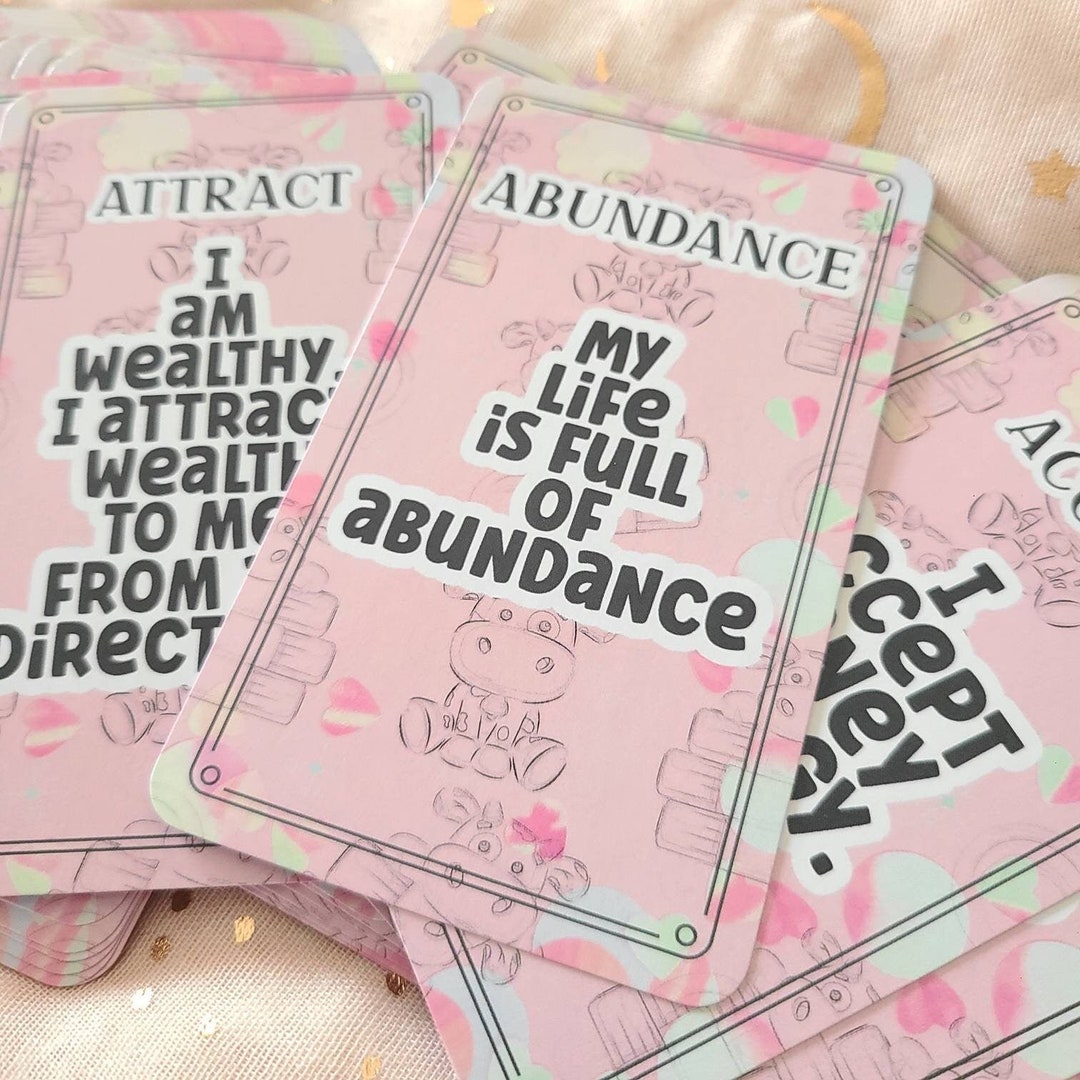 Money Affirmations Oracle Deck Tarot Career Finances Cards Kawaii - Etsy