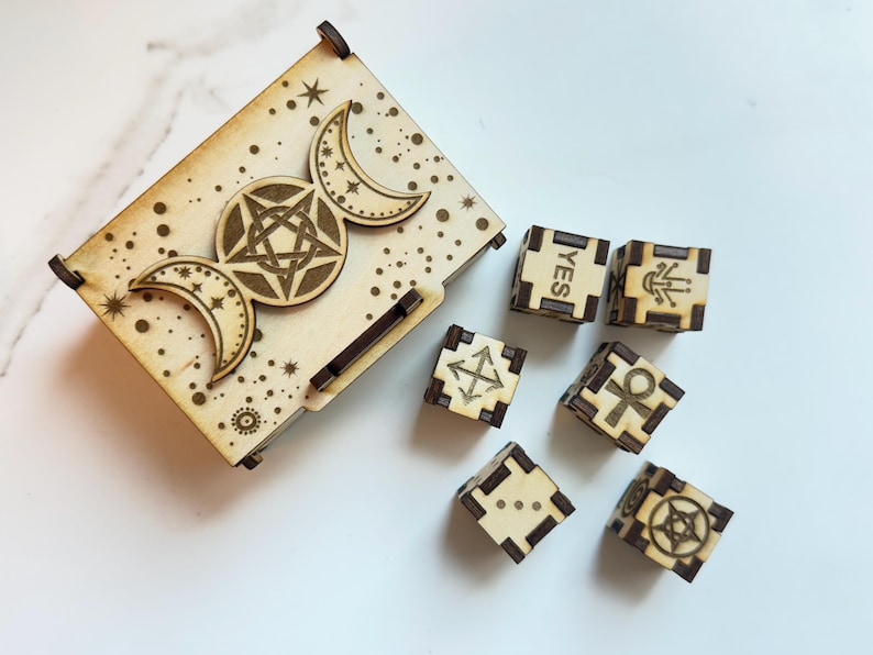 Wooden Witch's Runes Divination Dice Set With Box - Etsy