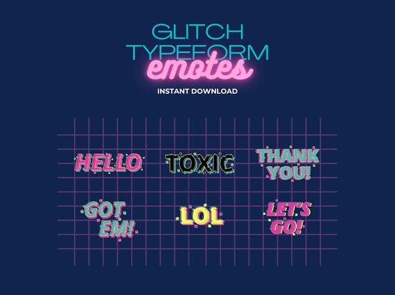Typeform Glitch Twitch Emotes Instant PNG Download Fun - Etsy