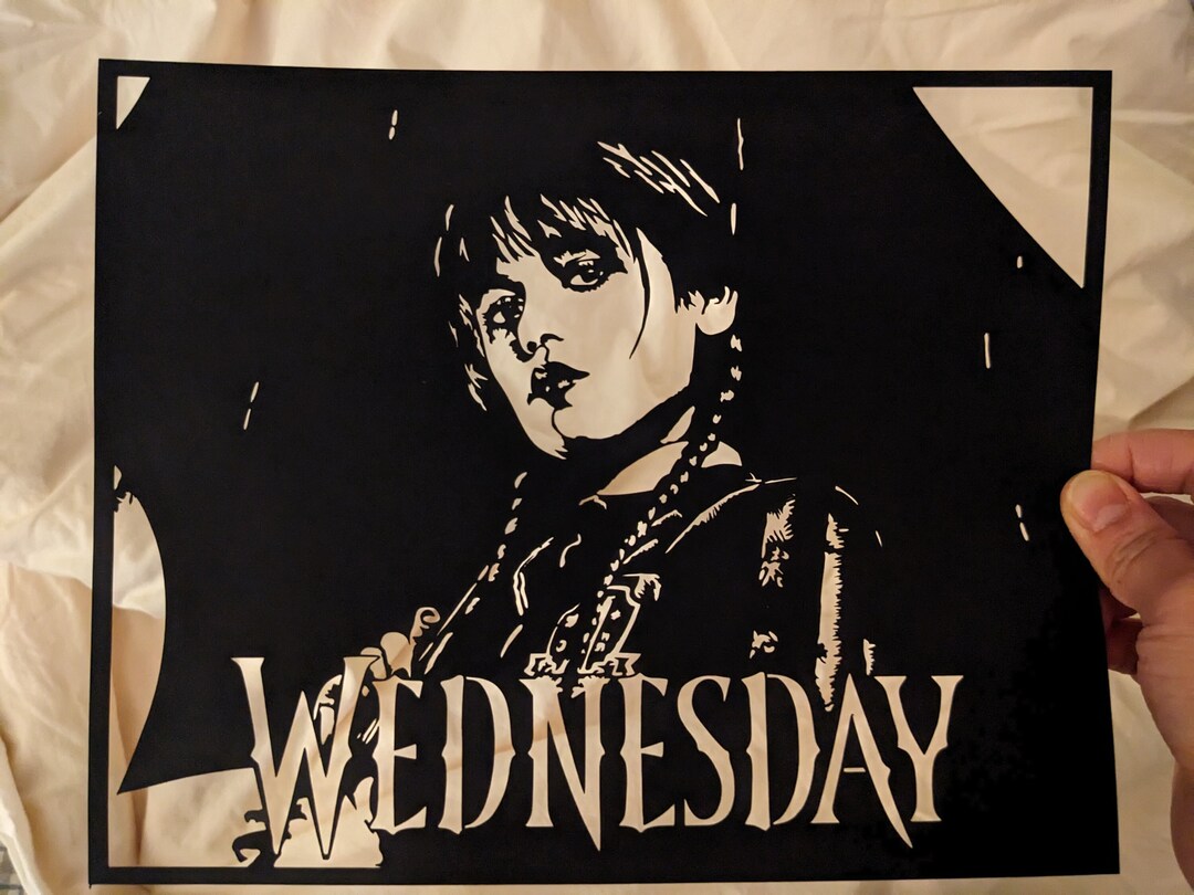 Wednesday Addams Paper Cut Artwork Portrait Cutout Black 10x8 Inch Fan ...