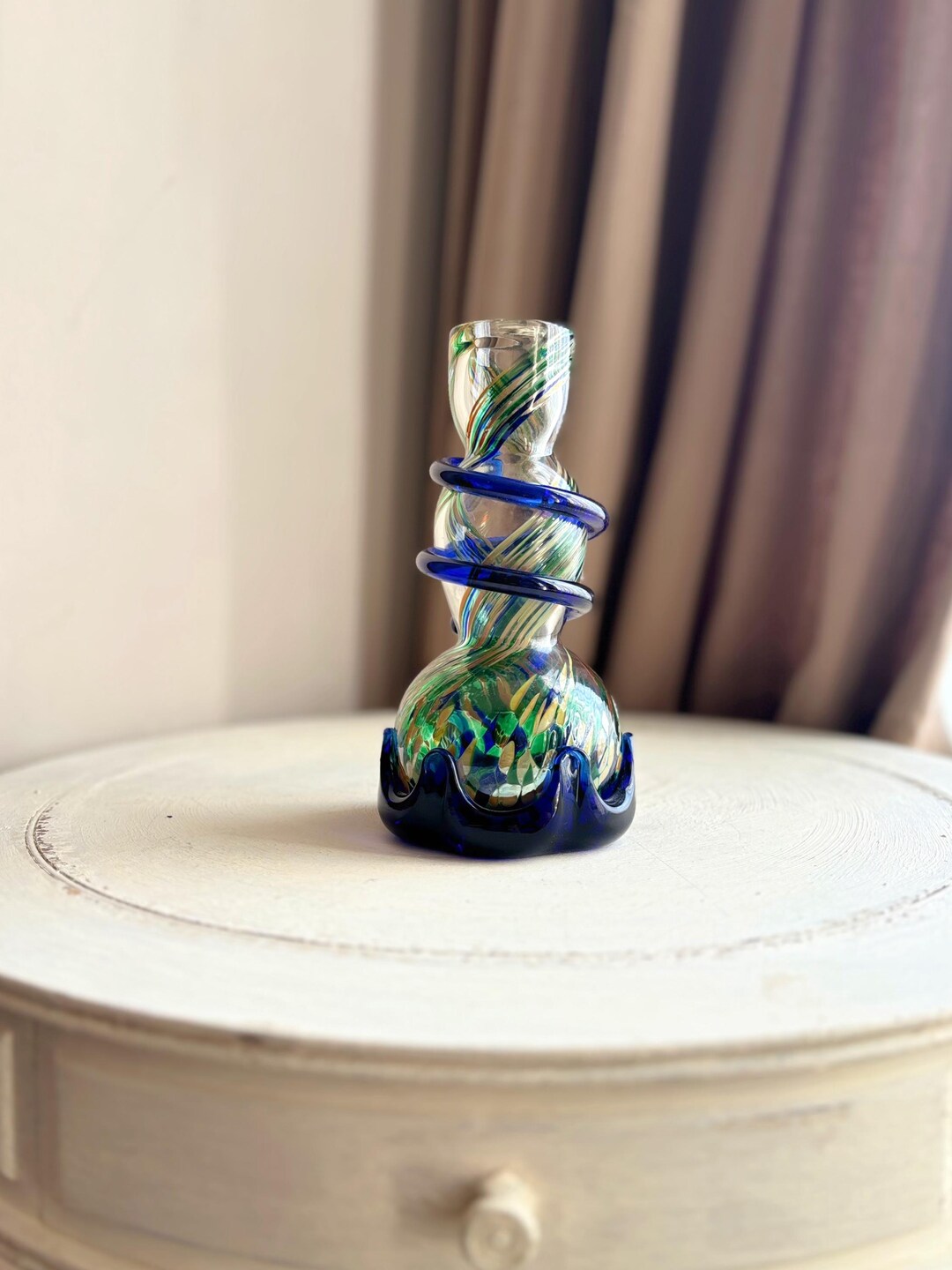 Vintage Italian Hand Blown Spatter Confetti Glass Cobalt Swirl , Thick ...