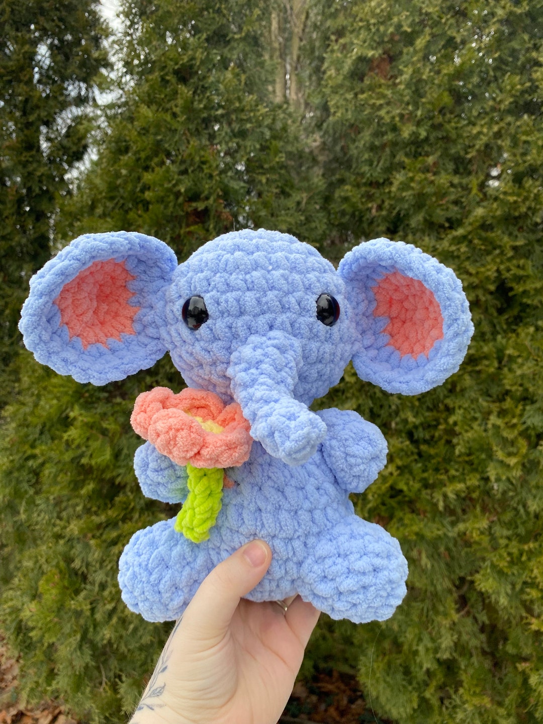 SPRING ELEPHANT PLUSHIE, Crochet Elephant Plushie,crochet Flower ...