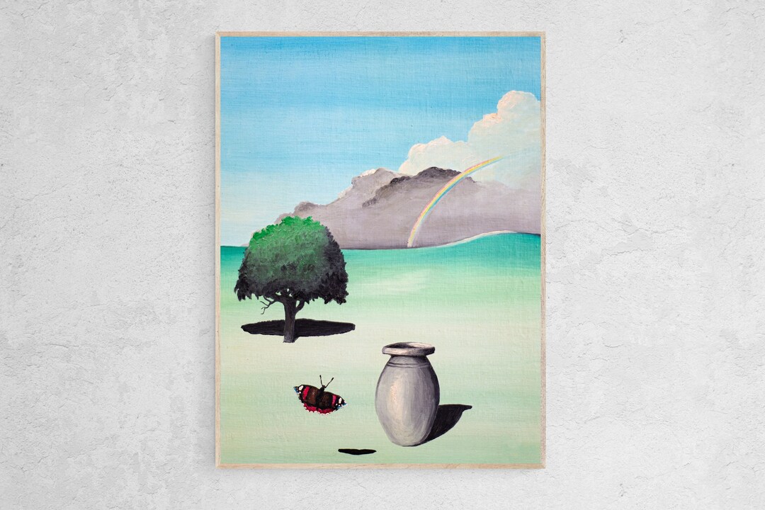 Printable Dreamy Surrealism Mysterious Vase Landscape Art Canvas Oil ...