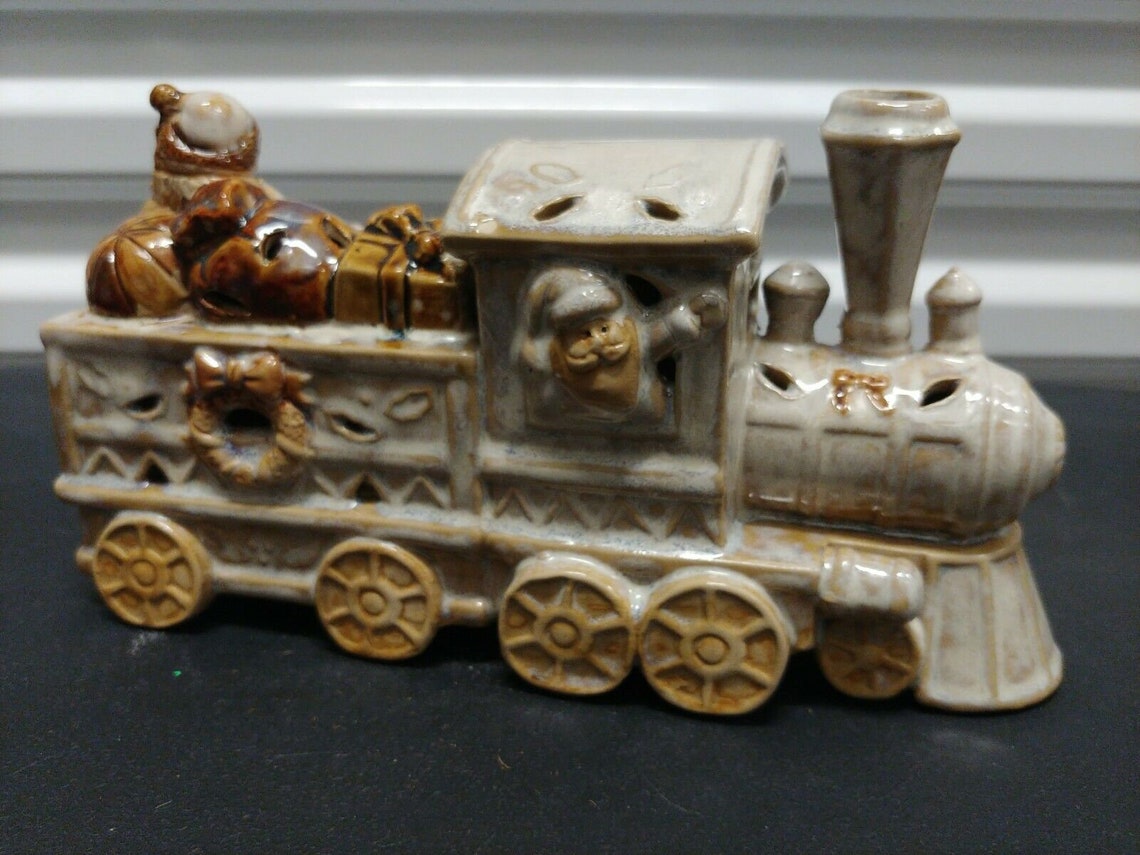 Vintage Ceramic Christmas Train Santa Express, Ceramic Christmas Train ...
