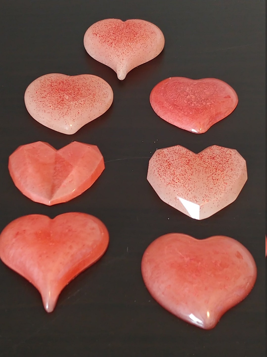 Seven Red Acrylic Crafting Hearts, Acrylic Crafting Hearts, Large ...