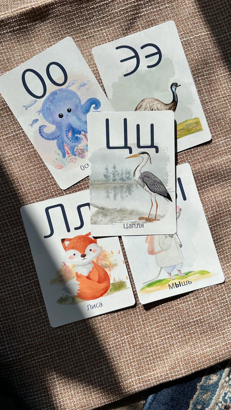 Russian Alphabet Flashcards for Kids | Montessori Style | Learn Russian ...