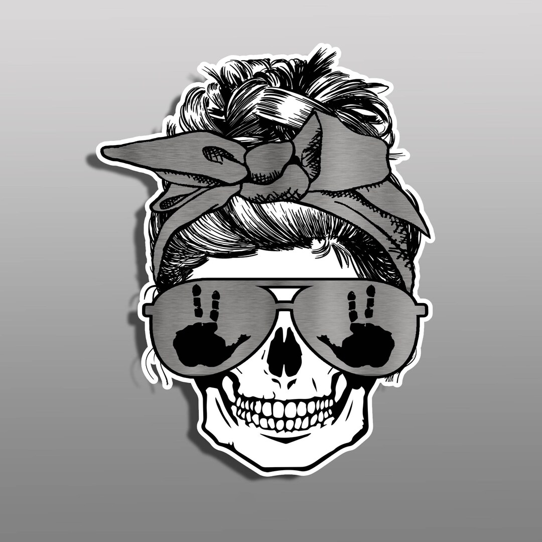 Wave Stickers Wave Decal Lady Skull Stickers Messy Bun - Etsy
