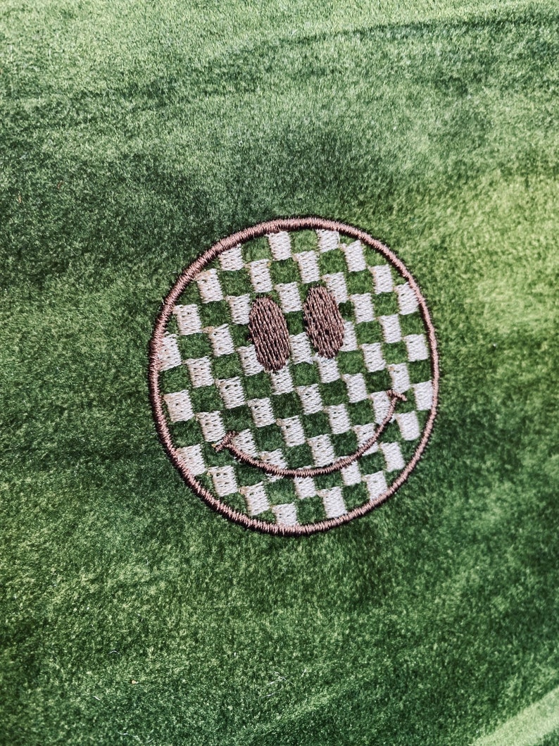 Checkered Smiley Face Embroidery Design - Etsy