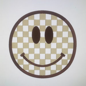 Checkered Smiley Face Embroidery Design - Etsy
