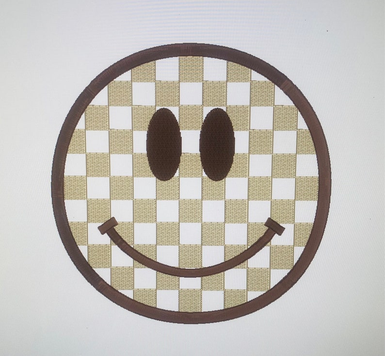 Checkered Smiley Face Embroidery Design - Etsy