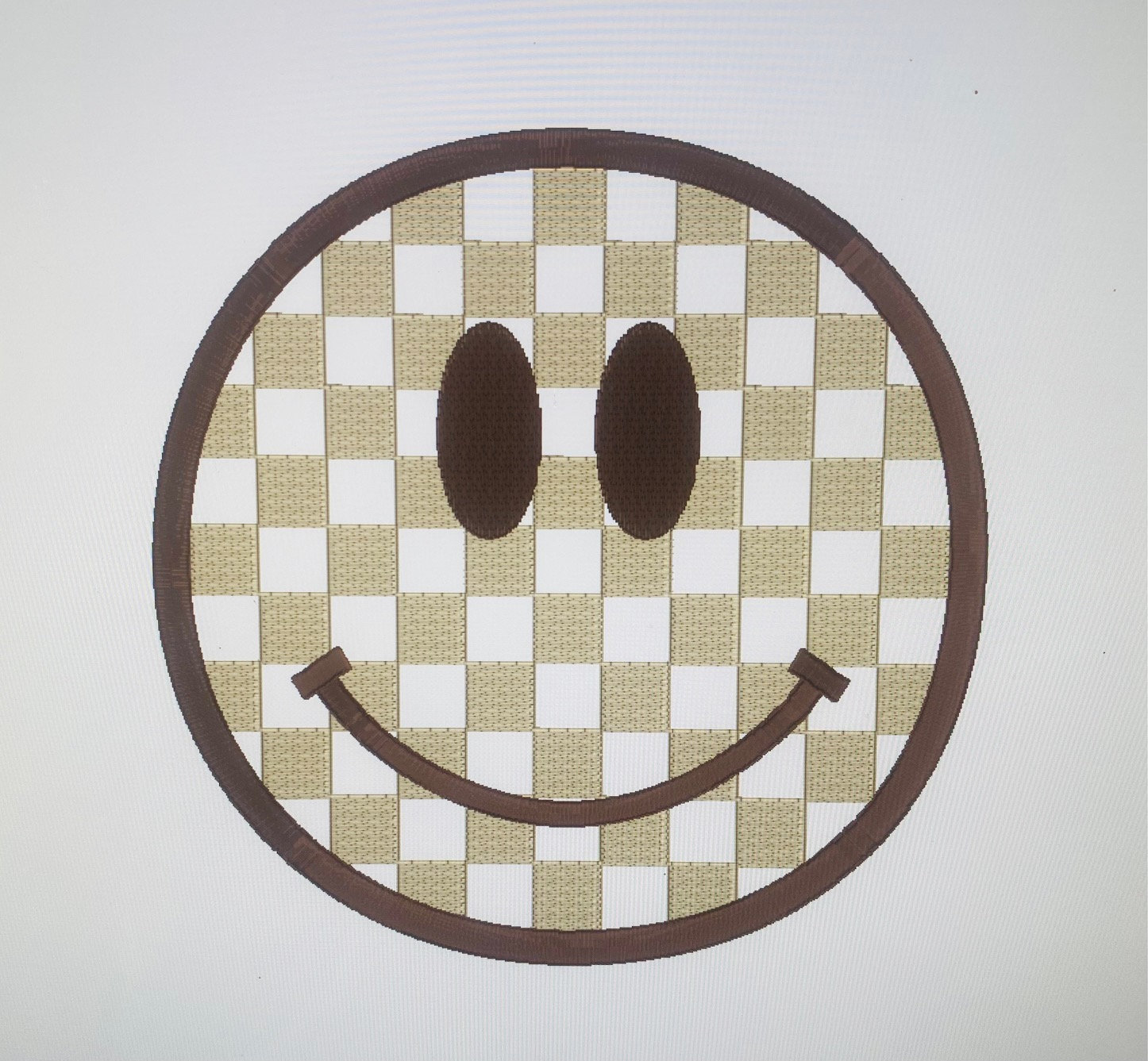 Checkered Smiley Face Embroidery Design - Etsy