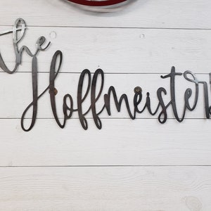 Custom Cursive Last Name Sign, Cursive Metal Last Name Sign, Cursive ...