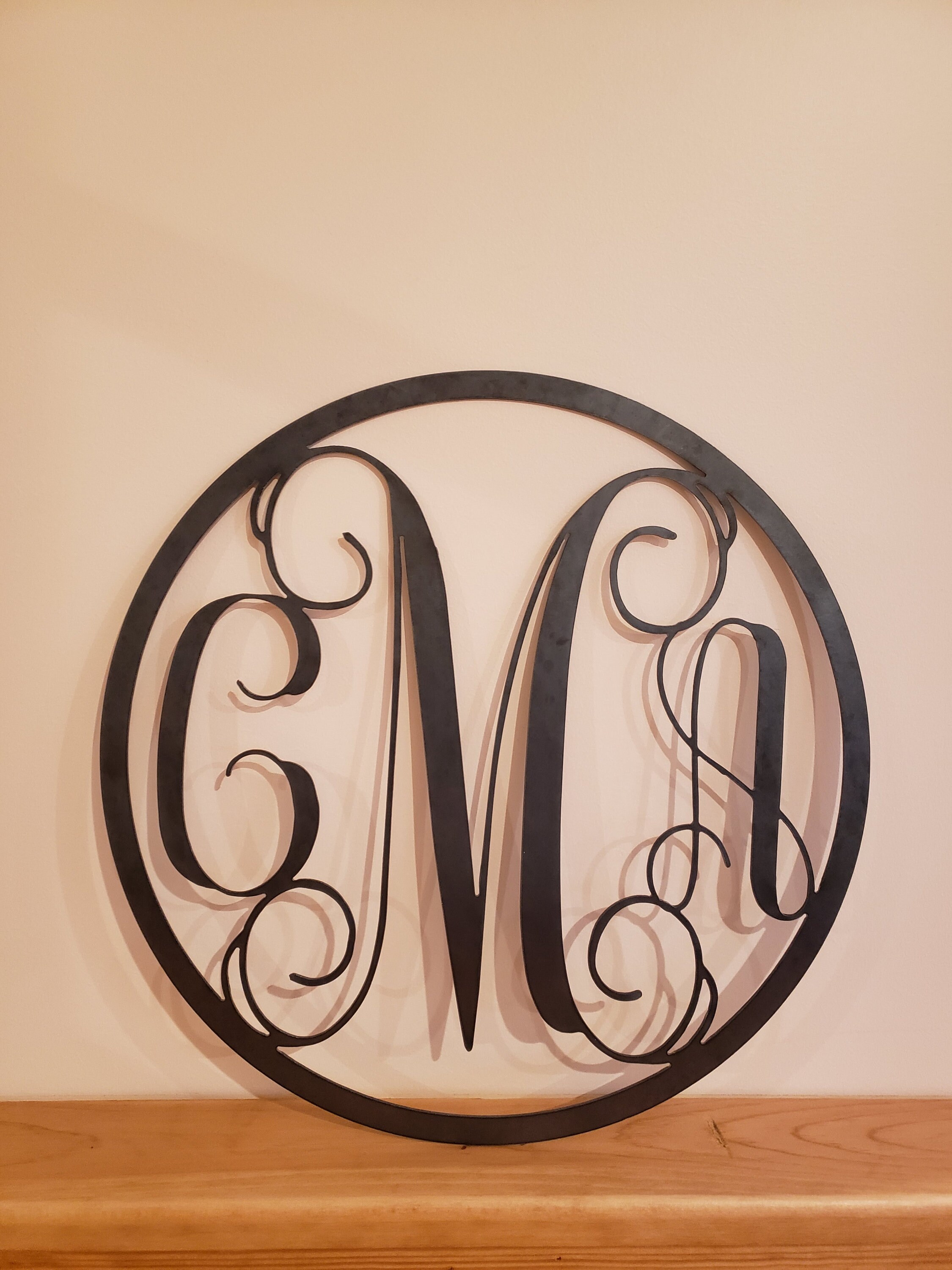 Farmhouse Metal Monogram Sign/Circle Vine Monogram | Etsy