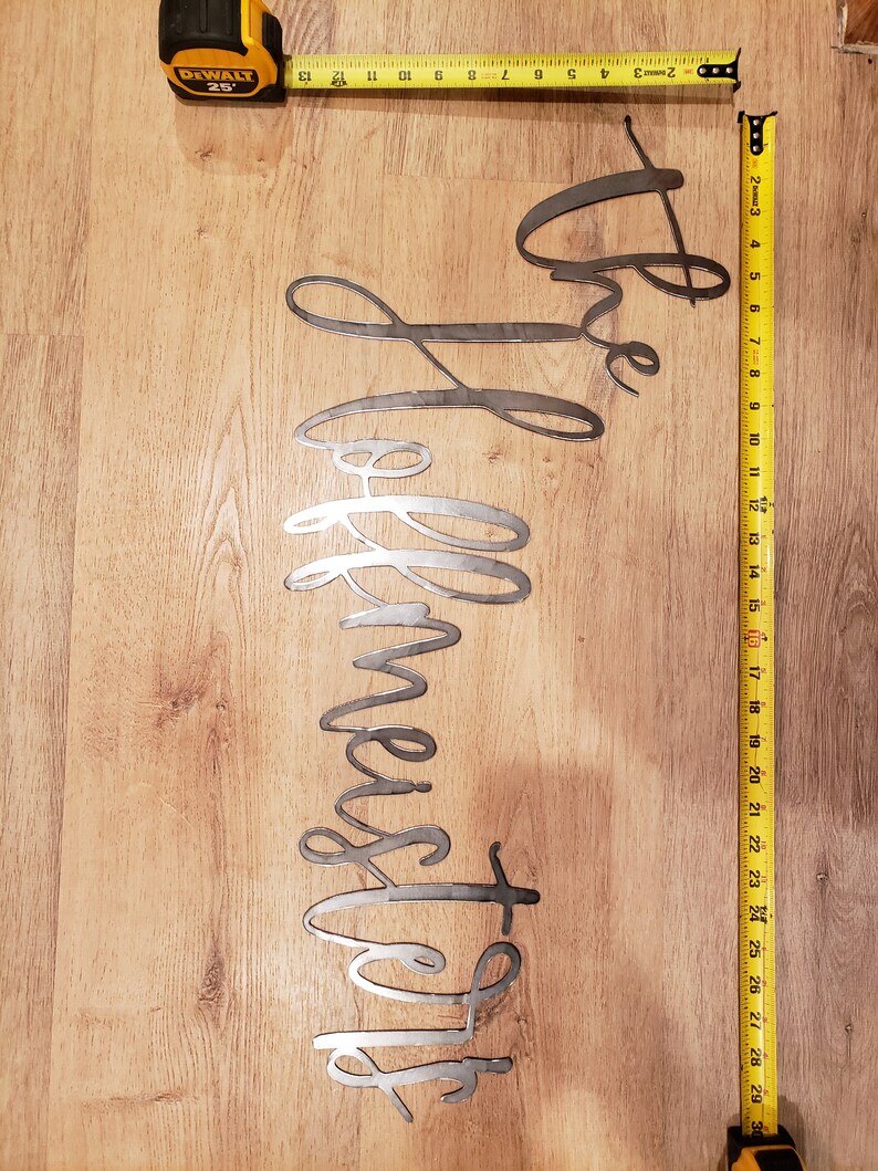 Custom Cursive Last Name Sign Cursive Metal Last Name Sign - Etsy