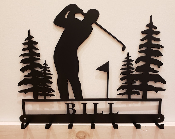 Custom Metal Golf Sign With Hooks/husband/grandpa/pop Gift/metal Key ...