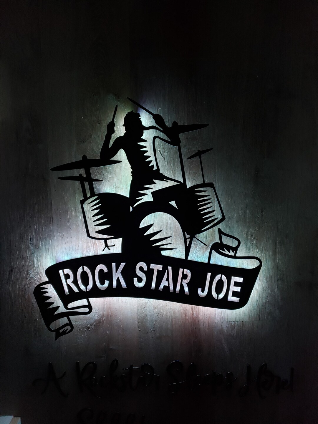 Custom LED Lit Metal Musician Rockstar Drummer Sign/boy/girl Wall Decor ...
