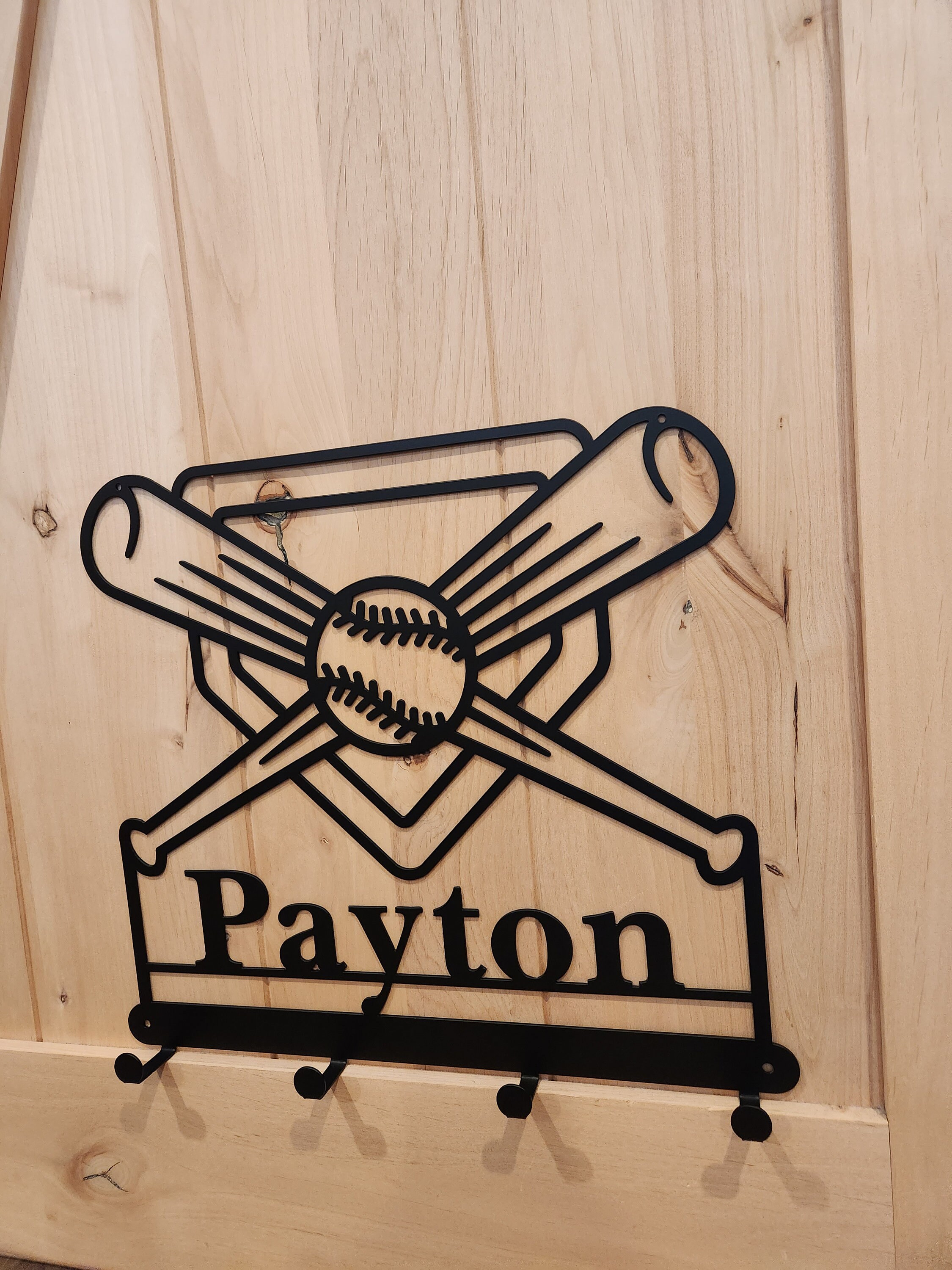 Personalized Baseball Metal Sign With Hooks/hat/ball Cap - Etsy