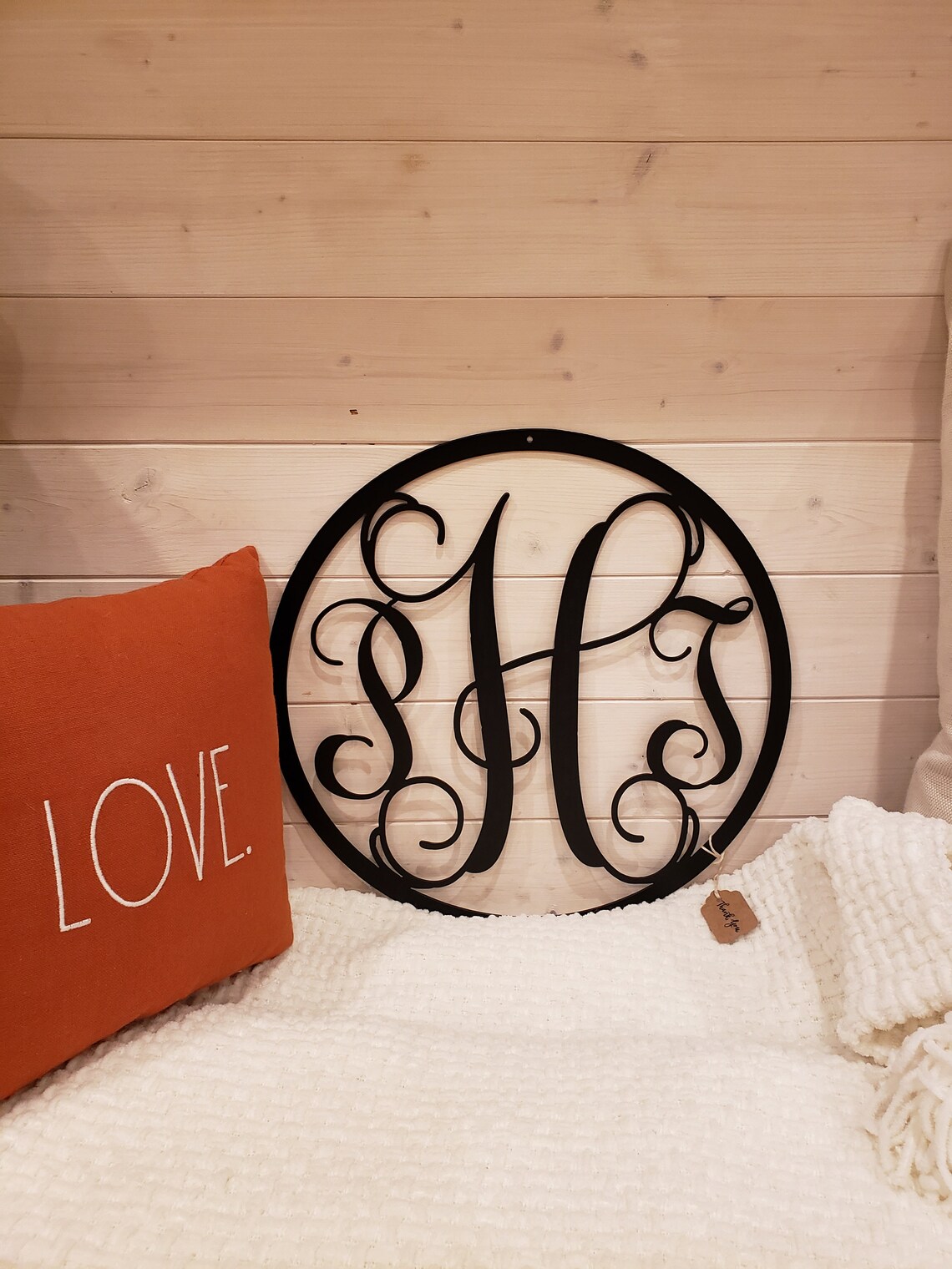 Farmhouse Metal Monogram Sign/circle Vine Monogram/initial - Etsy