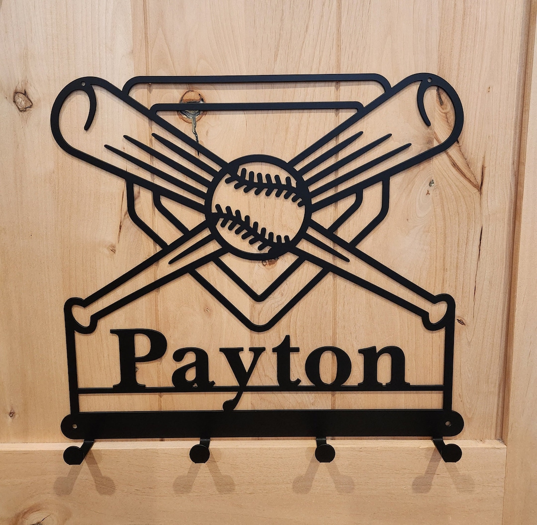 Personalized Baseball Metal Sign With Hooks/hat/ball Cap - Etsy