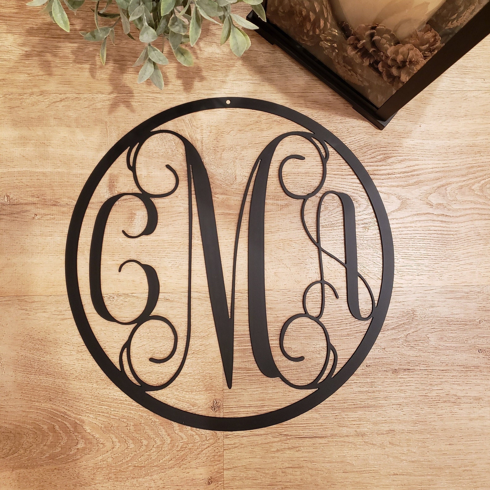 Farmhouse Metal Monogram Sign/Circle Vine Monogram | Etsy